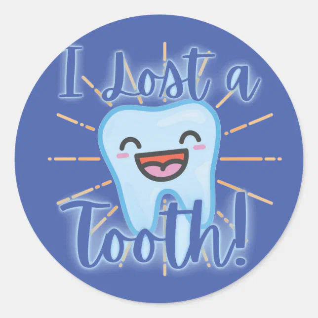 School Nurse "I Lost a Tooth" Sticker - Blue | Zazzle