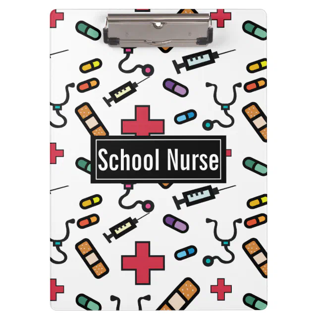 School Nurse Medcial Pattern Nurses Clipboard | Zazzle