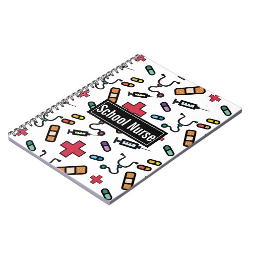 School Nurse Medical Pattern Fun Notes Notebook | Zazzle