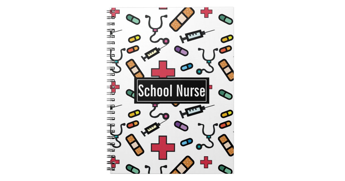 School Nurse Medical Pattern Fun Notes Notebook | Zazzle