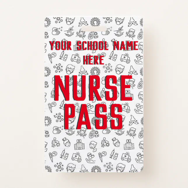 School Nurse Pass Customizable Badge Zazzle