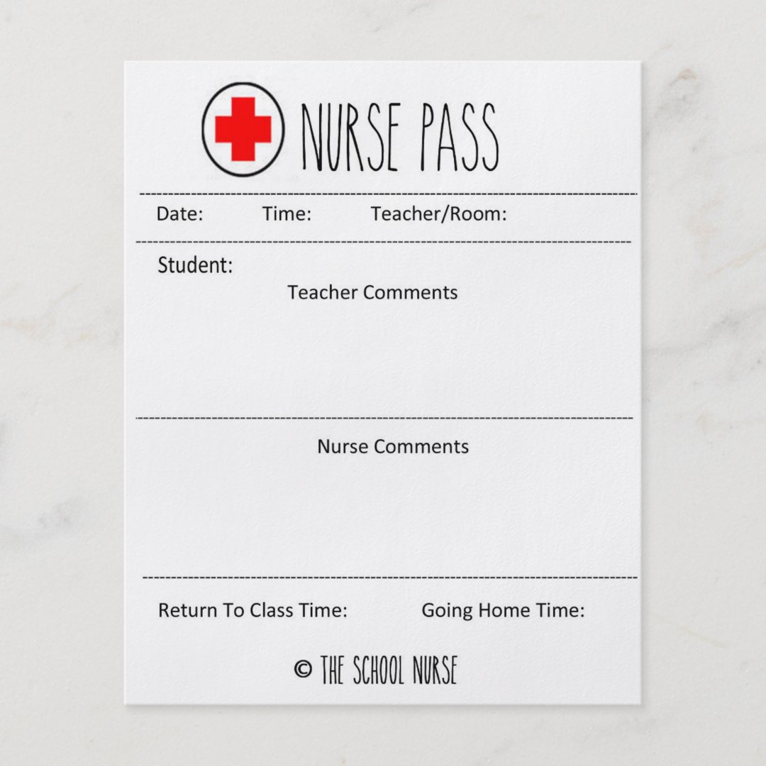 School Nurse Pass for the School Setting Flyer | Zazzle