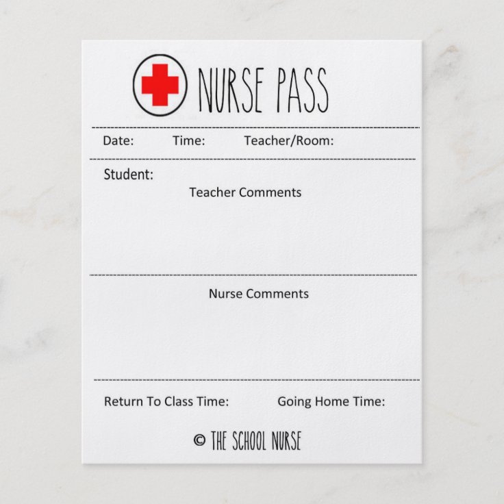 School Nurse Pass for the School Setting Flyer | Zazzle