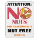 School Nut Free School Classroom Customized Door Sign | Zazzle
