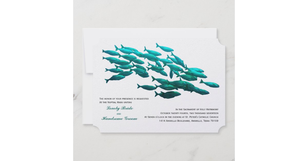 School of Fish Catholic Wedding Invitation | Zazzle