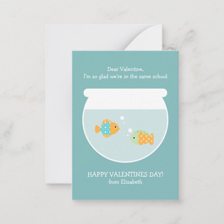 School of Fish Classroom Valentines Note Card | Zazzle