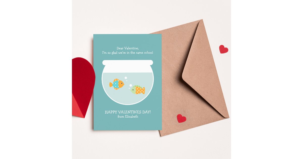 School of Fish Classroom Valentines Note Card | Zazzle