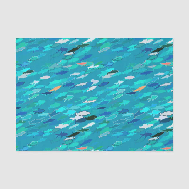 School of Fish, Turquoise, Blue and Aqua Tissue Paper | Zazzle