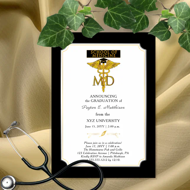 School of Medicine Doctor | Physician Graduation I Magnetic Invitation ...
