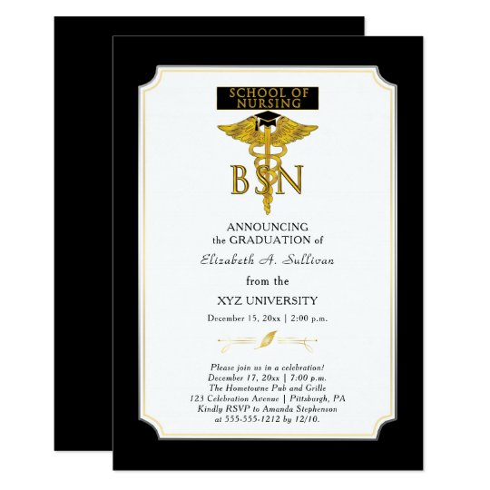 School of Nursing Nurse BSN Graduation Invitation | Zazzle.com