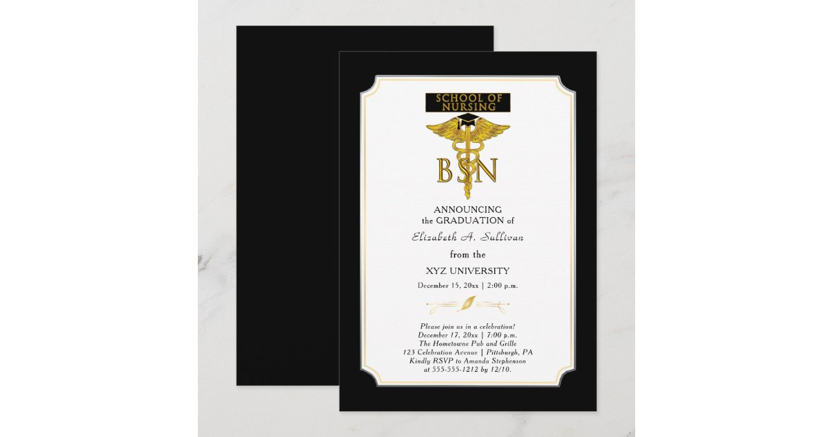 School of Nursing Nurse BSN Graduation Invitation | Zazzle