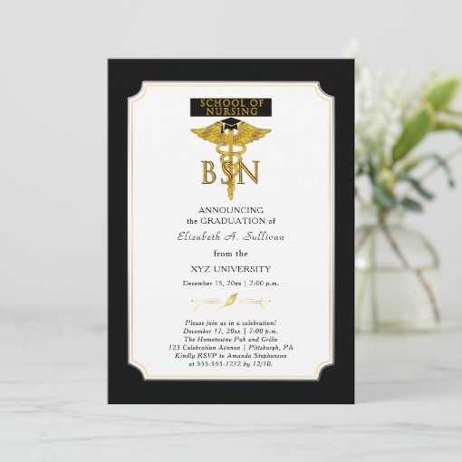 School of Nursing Nurse BSN Graduation Invitation | Zazzle