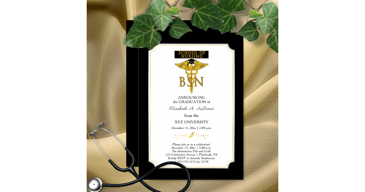 School of Nursing Nurse BSN Graduation Invitation | Zazzle