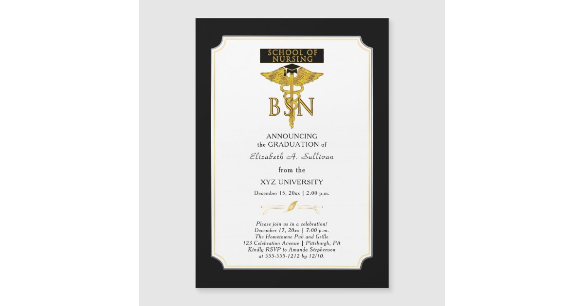 School of Nursing Nurse BSN Graduation Invitation | Zazzle