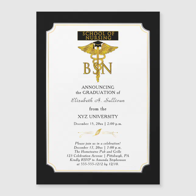 School of Nursing Nurse BSN Graduation Invitation | Zazzle