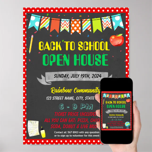 School Open House event template Poster | Zazzle