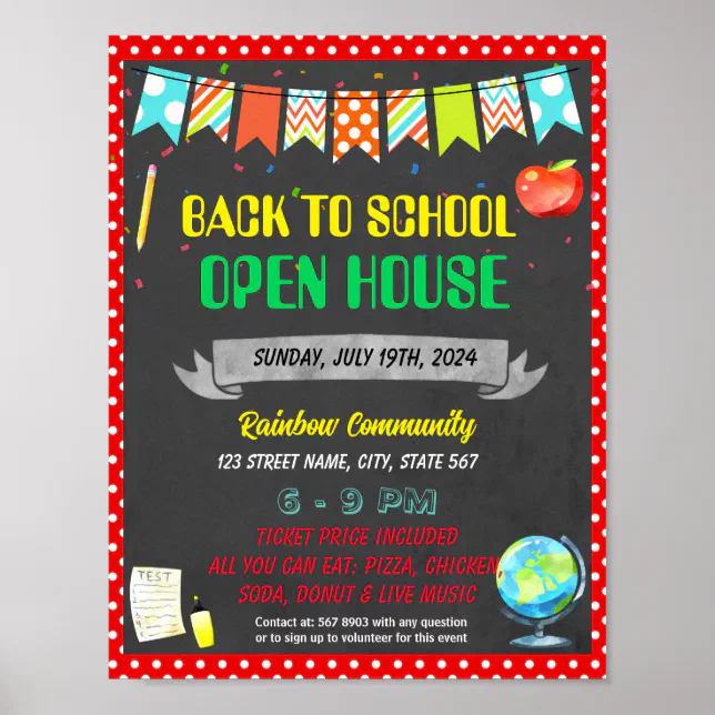 School Open House event template Poster | Zazzle