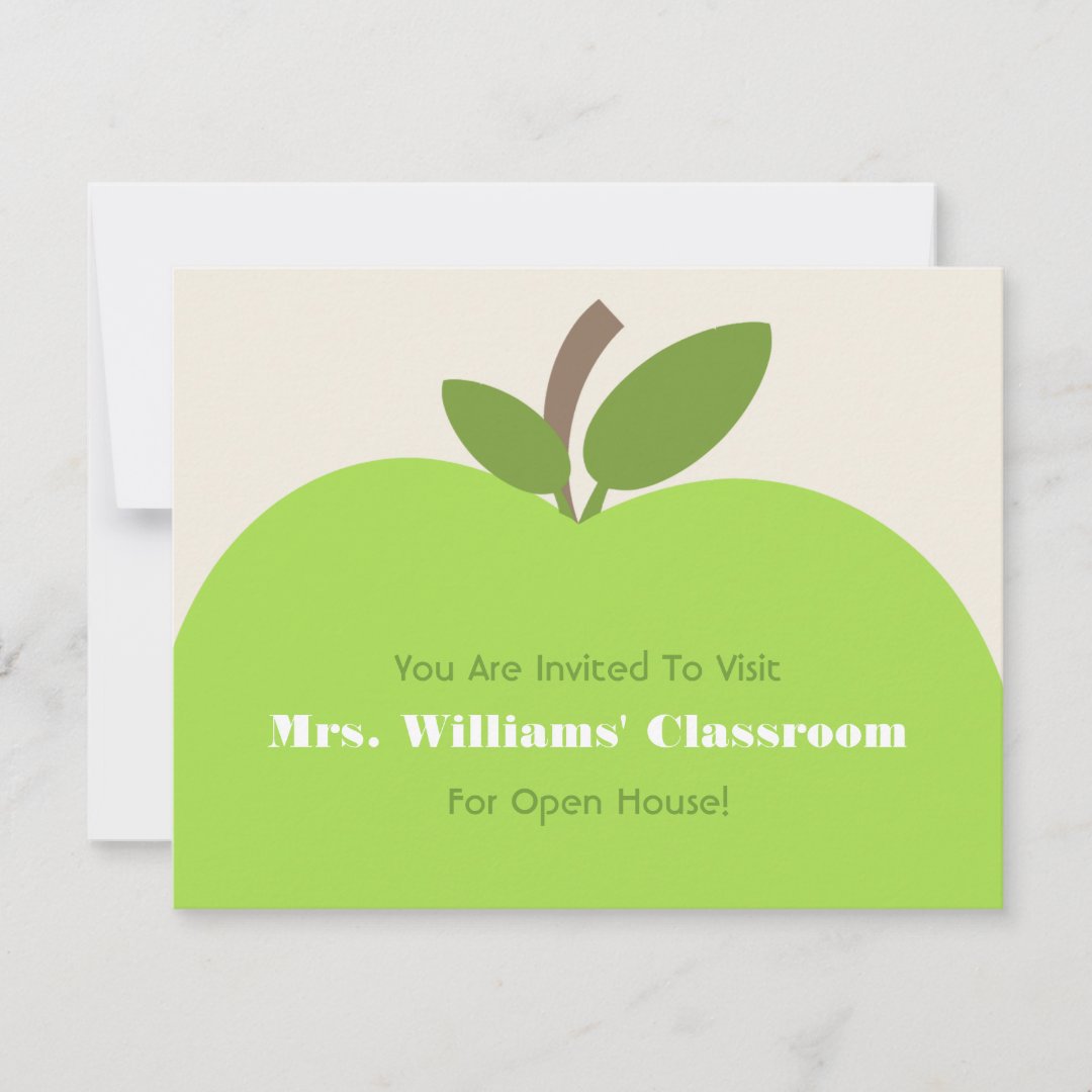 School Open House Invitation - Green Apple | Zazzle
