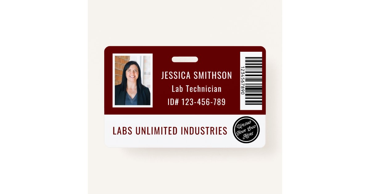 School or Business Photo ID Maroon Badge | Zazzle