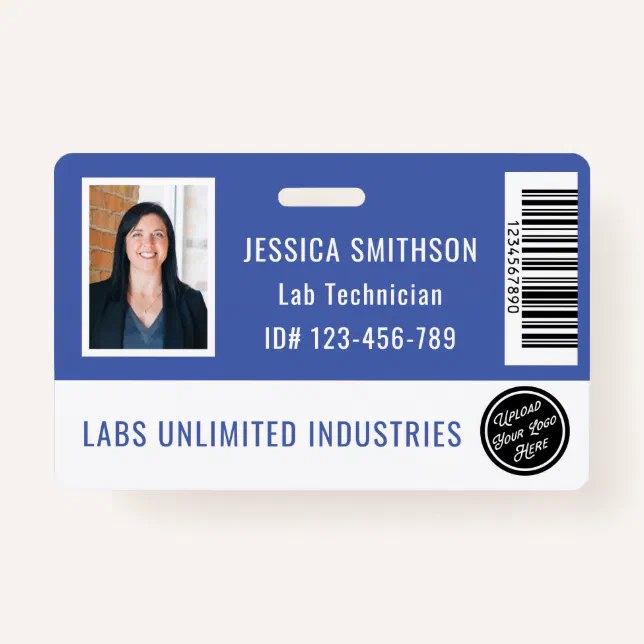 School or Business Photo ID Periwinkle Blue Badge | Zazzle