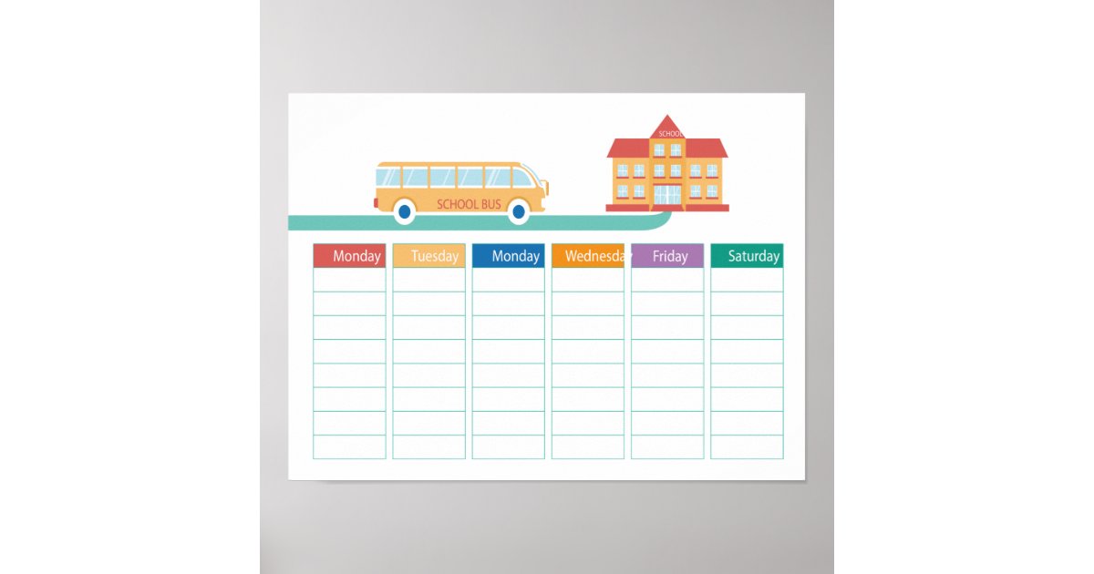 School Path Timetable Poster | Zazzle