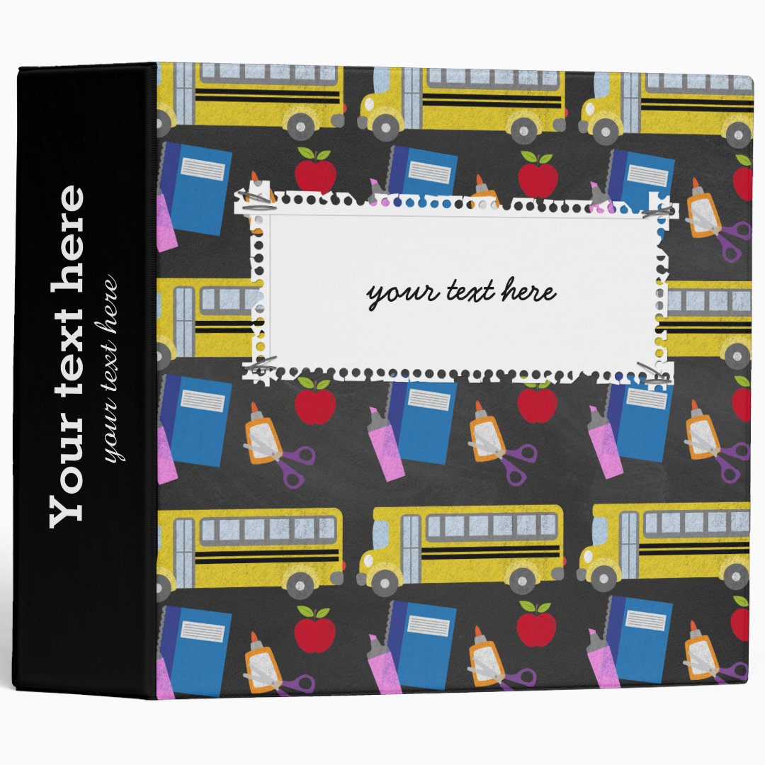 School pattern 3 ring binder | Zazzle