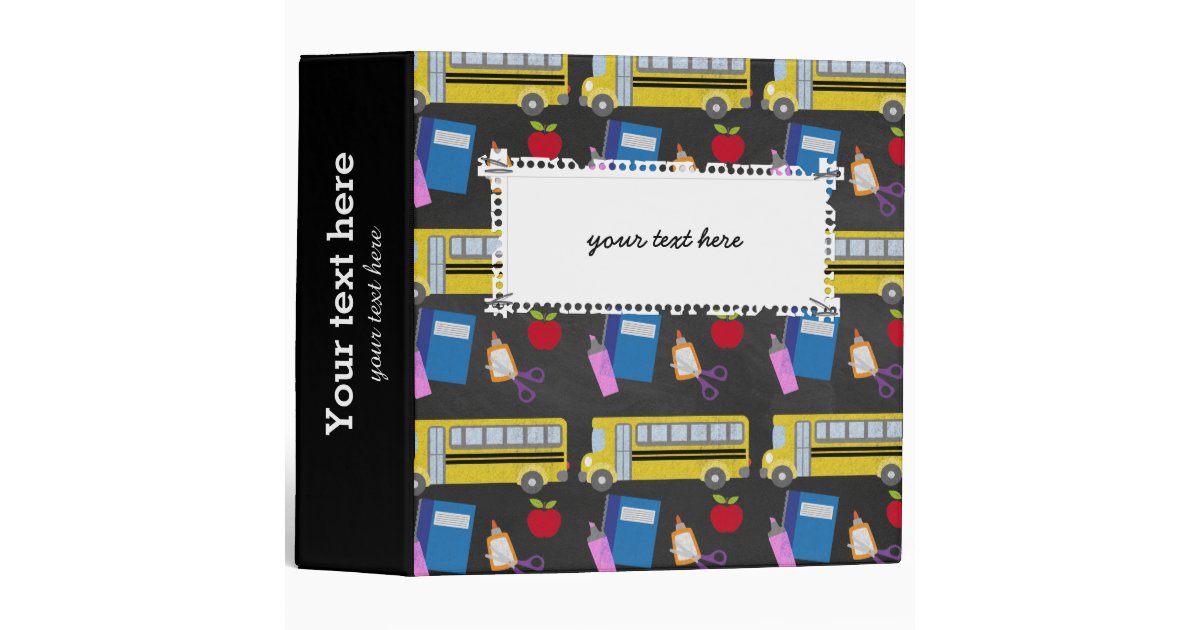School pattern 3 ring binder | Zazzle