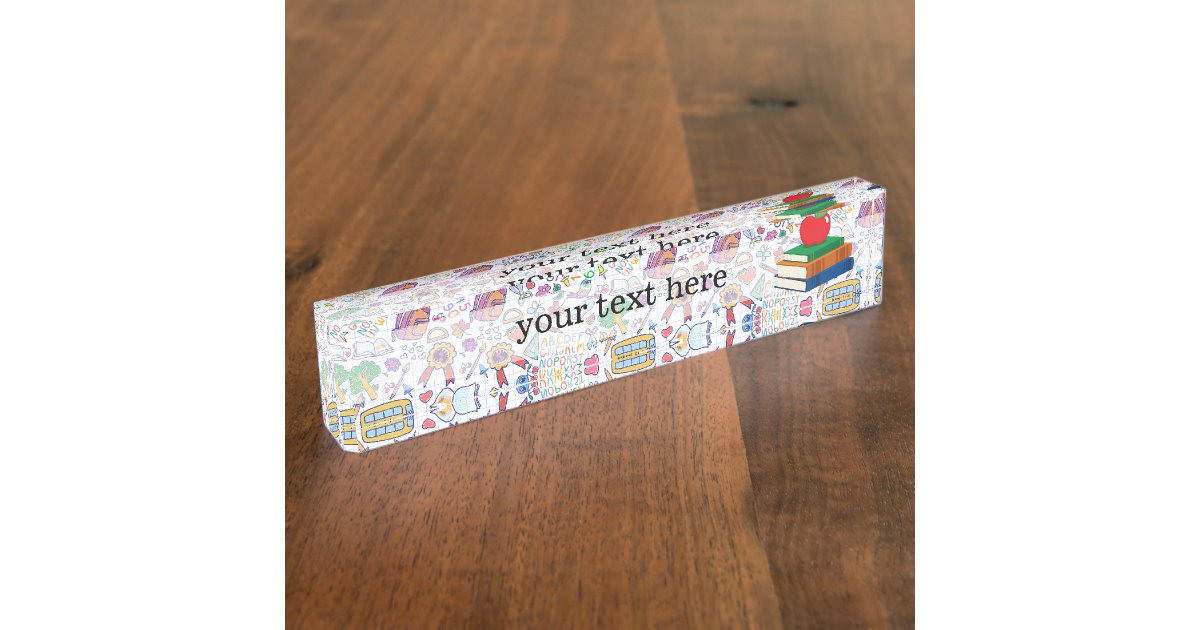 School pattern desk name plate | Zazzle