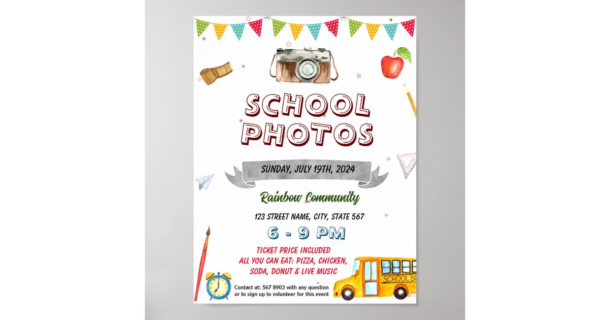 School Photos event template Poster | Zazzle