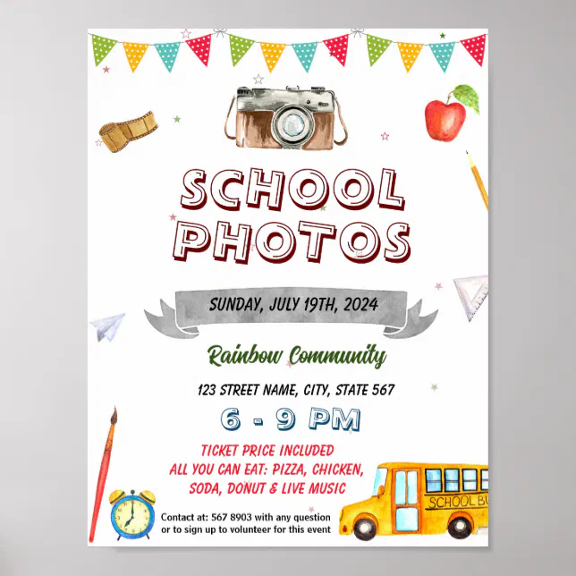 School Photos event template Poster | Zazzle