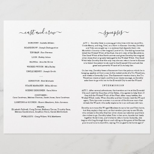 School Play or Theatre Playbill / Program Flyer | Zazzle