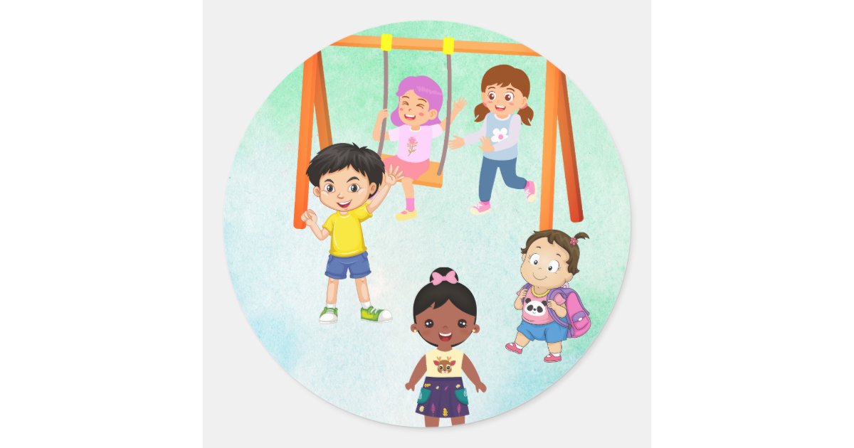 School playground classic round sticker | Zazzle