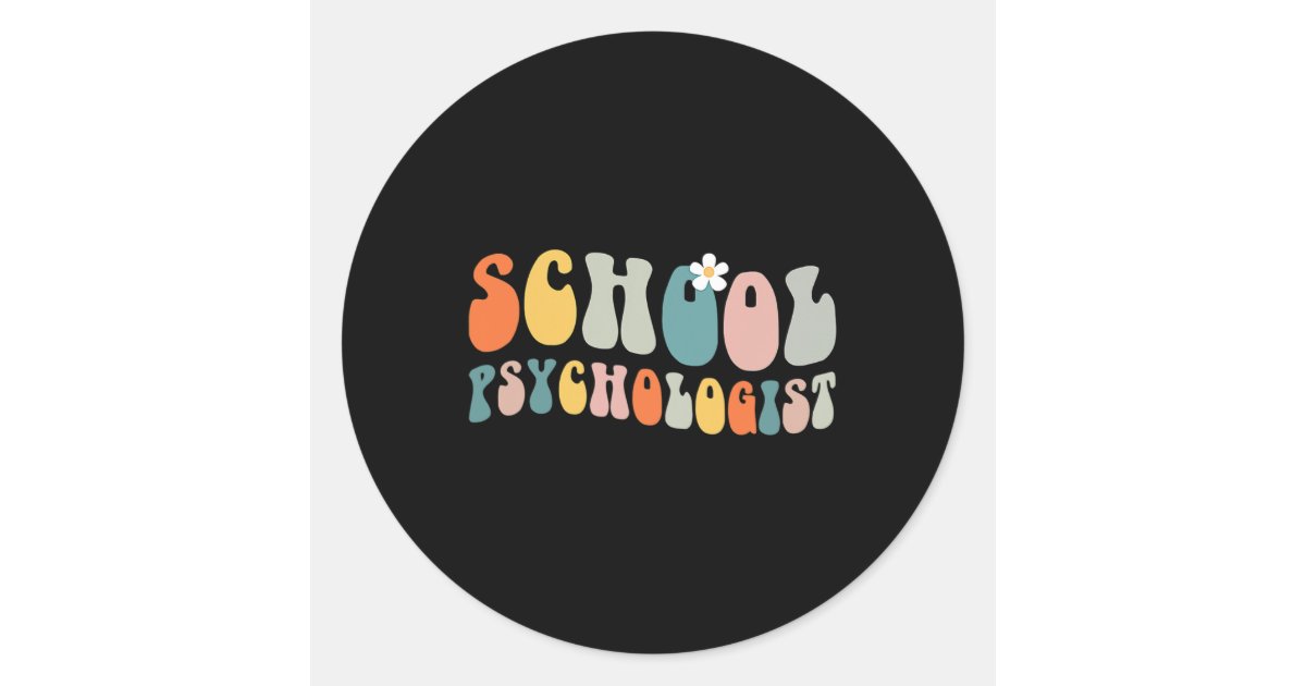 School Psychologist Groovy Retro Vintage Psycholog Classic Round ...