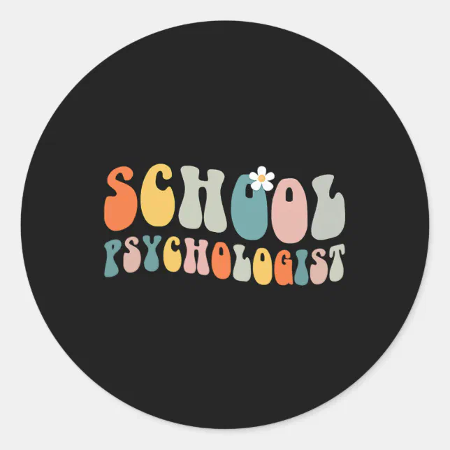 School Psychologist Groovy Retro Vintage Psycholog Classic Round ...