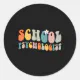 School Psychologist Groovy Retro Vintage Psycholog Classic Round ...