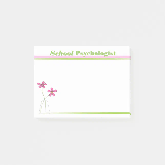 School Psychologist Pink and Green Sticky Notes | Zazzle