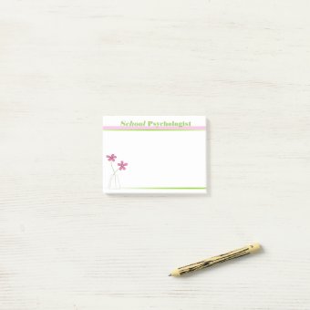 School Psychologist Pink and Green Sticky Notes | Zazzle