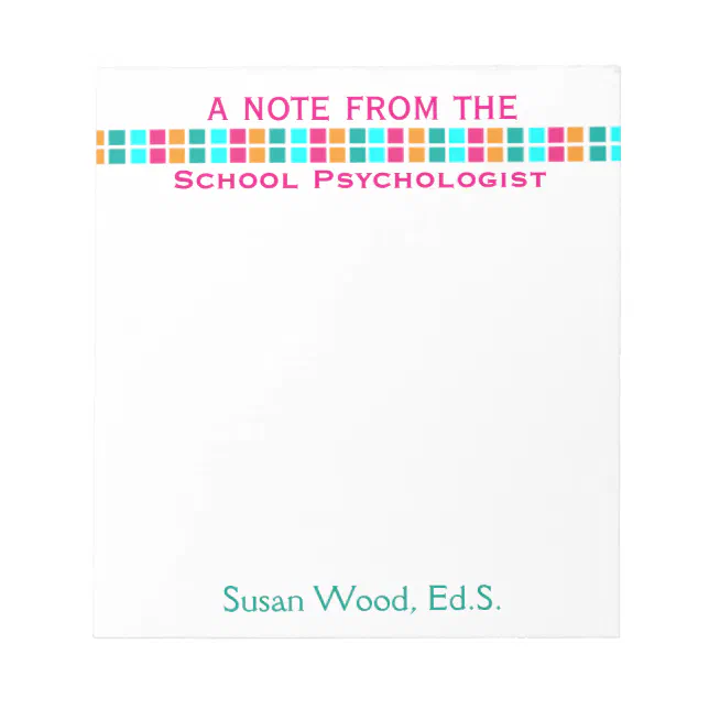 School Psychologist's Colorful Mosaic Notepad | Zazzle