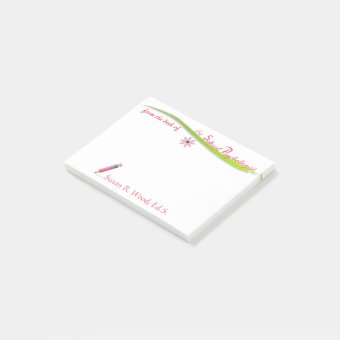 School Psychologist's Pink Pencil Sticky Notes | Zazzle