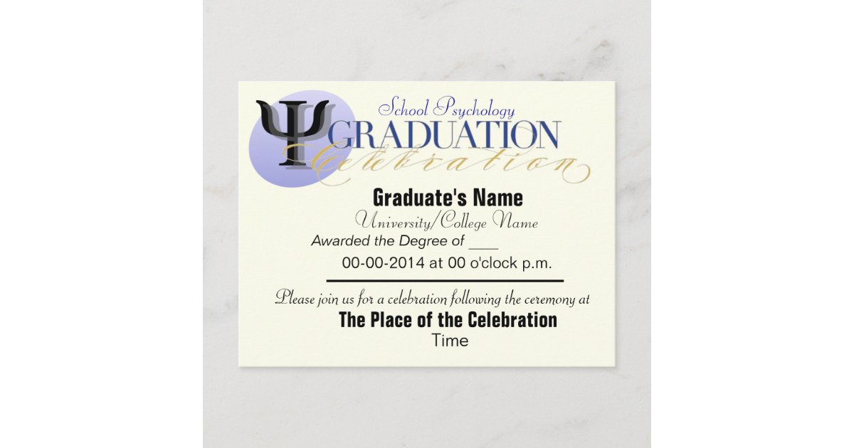 School Psychology Graduation Announcement Postcard | Zazzle