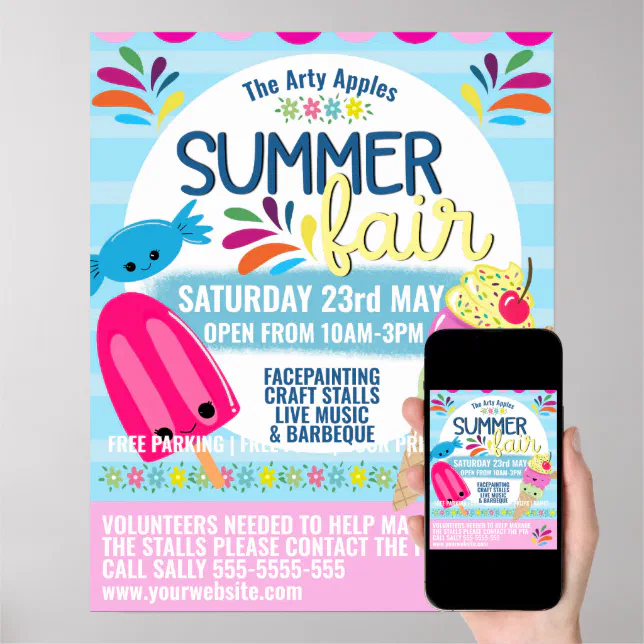 school PTO summer fair Flyer Summer Break Poster | Zazzle