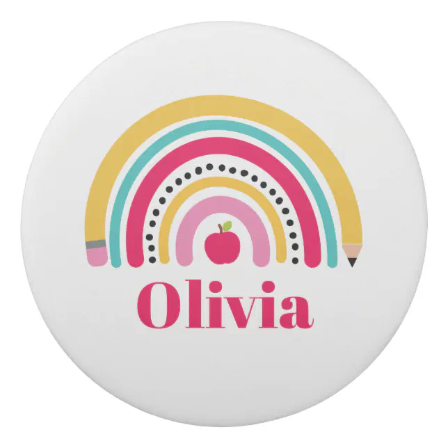 School Rainbow Personalized Name Eraser | Zazzle