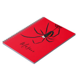 School Red Back Spider Fun Custom Name Notebook | Zazzle