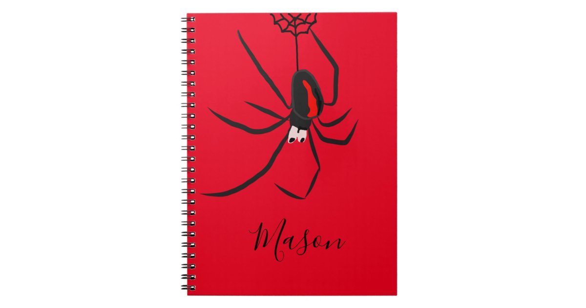 School Red Back Spider Fun Custom Name Notebook | Zazzle