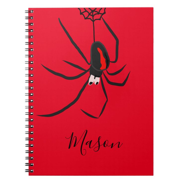 School Red Back Spider Fun Custom Name Notebook | Zazzle