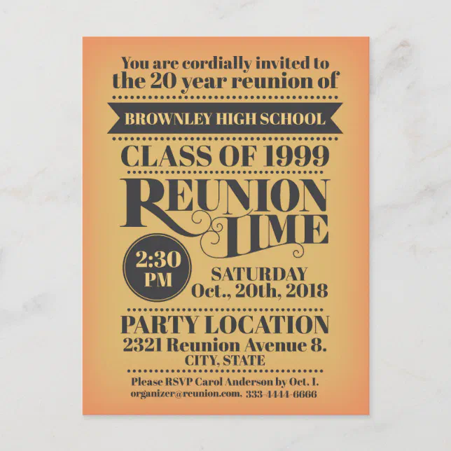 School reunion design postcard | Zazzle