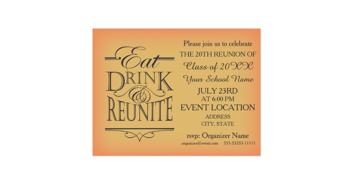 School Reunion Invitation design Postcard | Zazzle.com