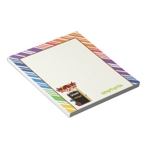 School rocks! Girl with chalkboard Back to school Notepad | Zazzle