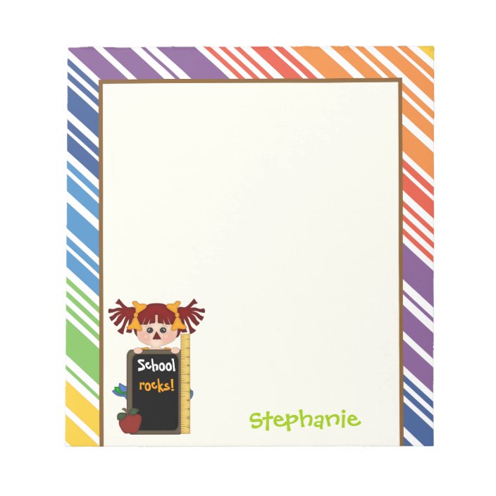 School rocks! Girl with chalkboard Back to school Notepad | Zazzle.com