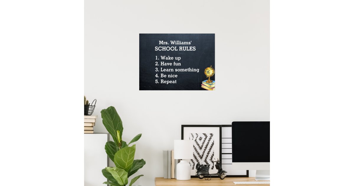 School Rules Chalkboard Classroom Poster | Zazzle